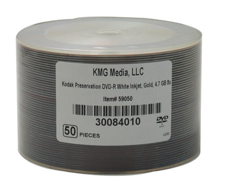 Kodak DVD-R 4.7GB 24K Gold Layered Wht IJ Hub – Tape4Backup (K&F ...